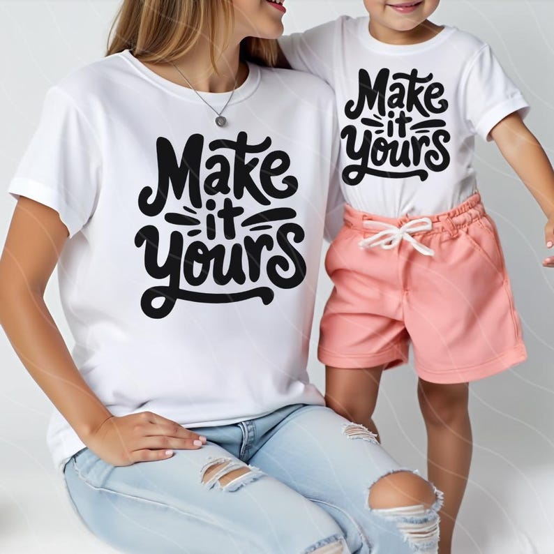 Mommy and Me Mock Ups Model Bundle, Black and White T-shirt Mock-up ...