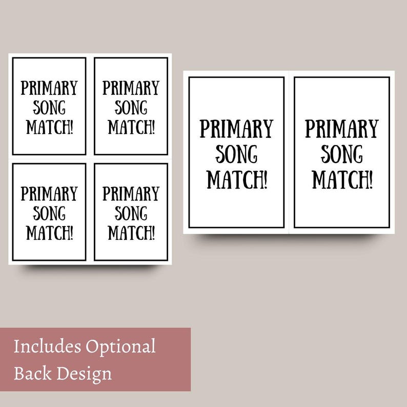 Primary Songs Match Game, Sing Music Teaching, Printable, LDS Church ...