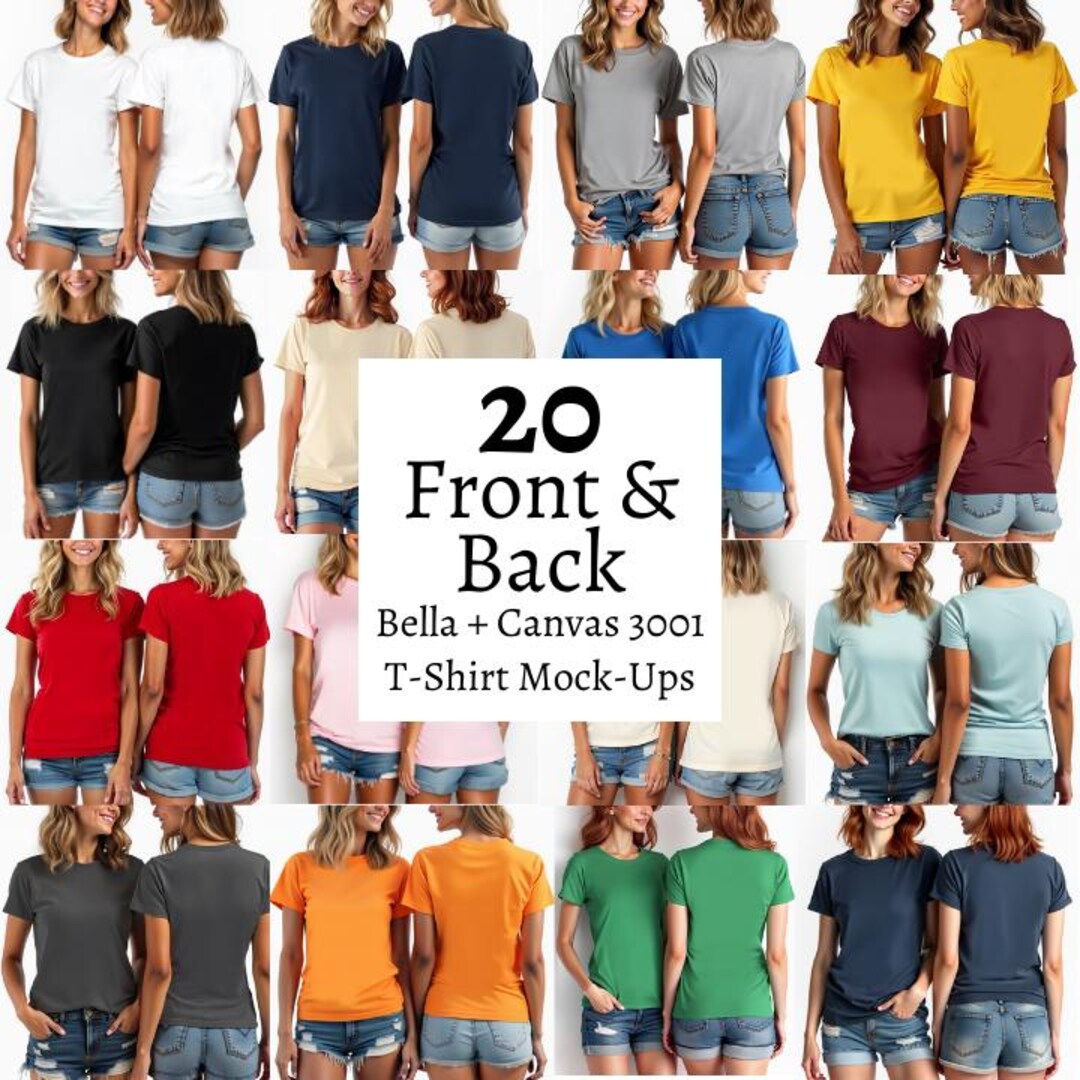Front and Back Mock Ups Bundle, Mock-up, Colorful Shirt Mock-ups, PNG ...
