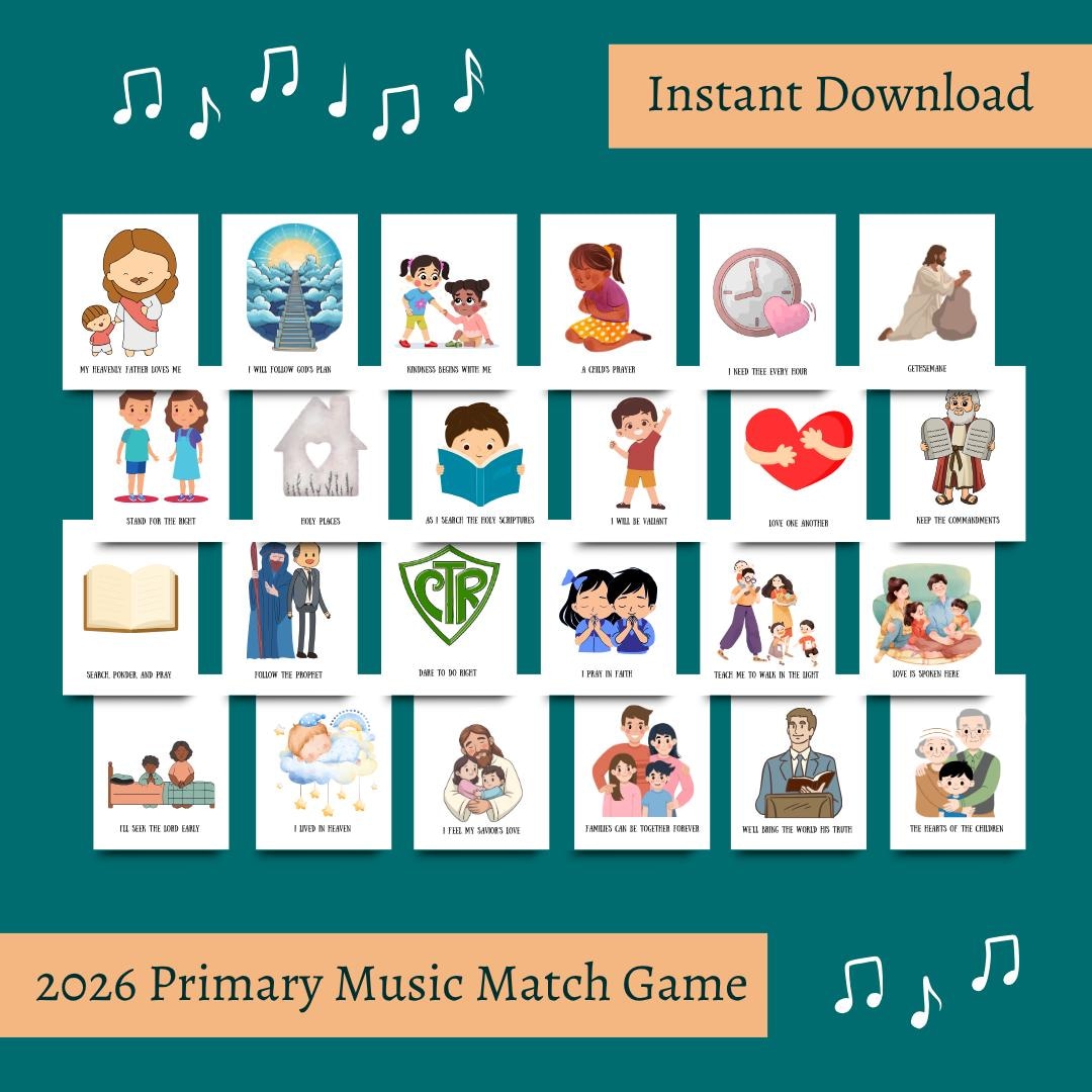 2026 Primary Music Match Game, LDS Songbook Activity (digital Download ...