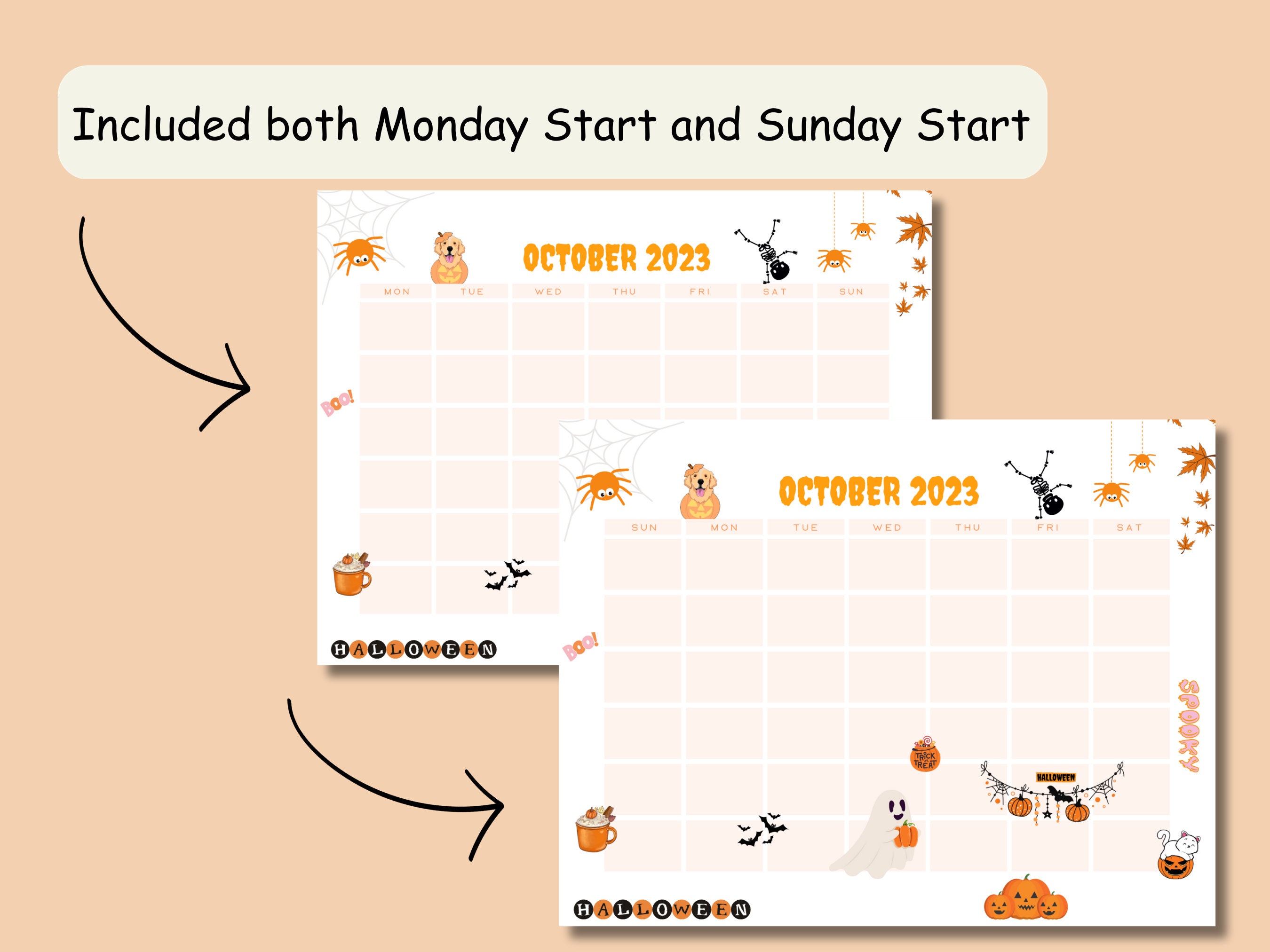Printable BLANK October Calendar Planner, Holiday Themed Calendar, Cute ...