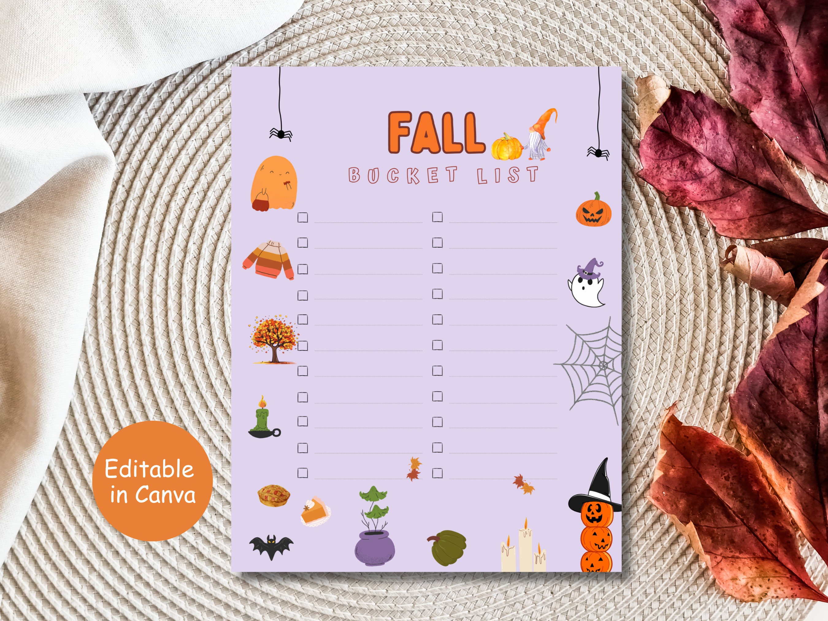 Editable Fall Bucket List Printable, Family Bucket List, Fall Bucket ...
