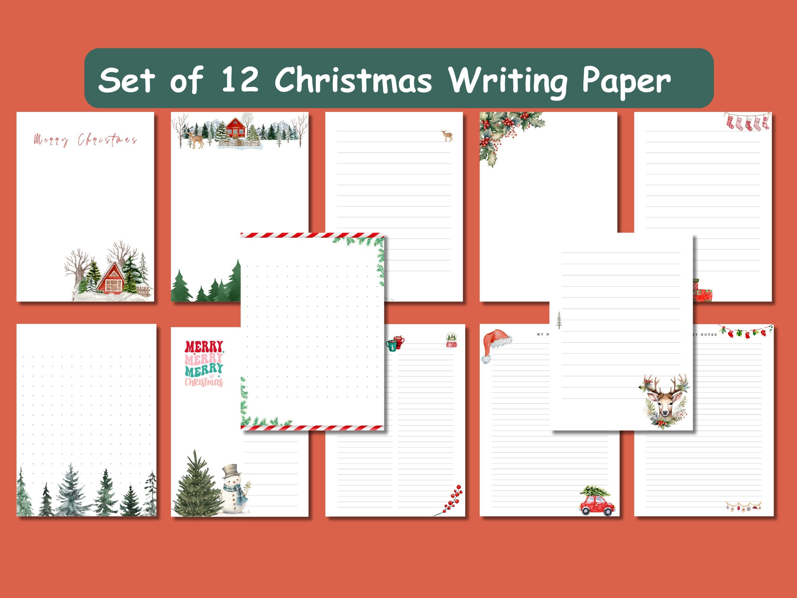 Printable Christmas Writing Paper Letter Writing Stationery - Etsy