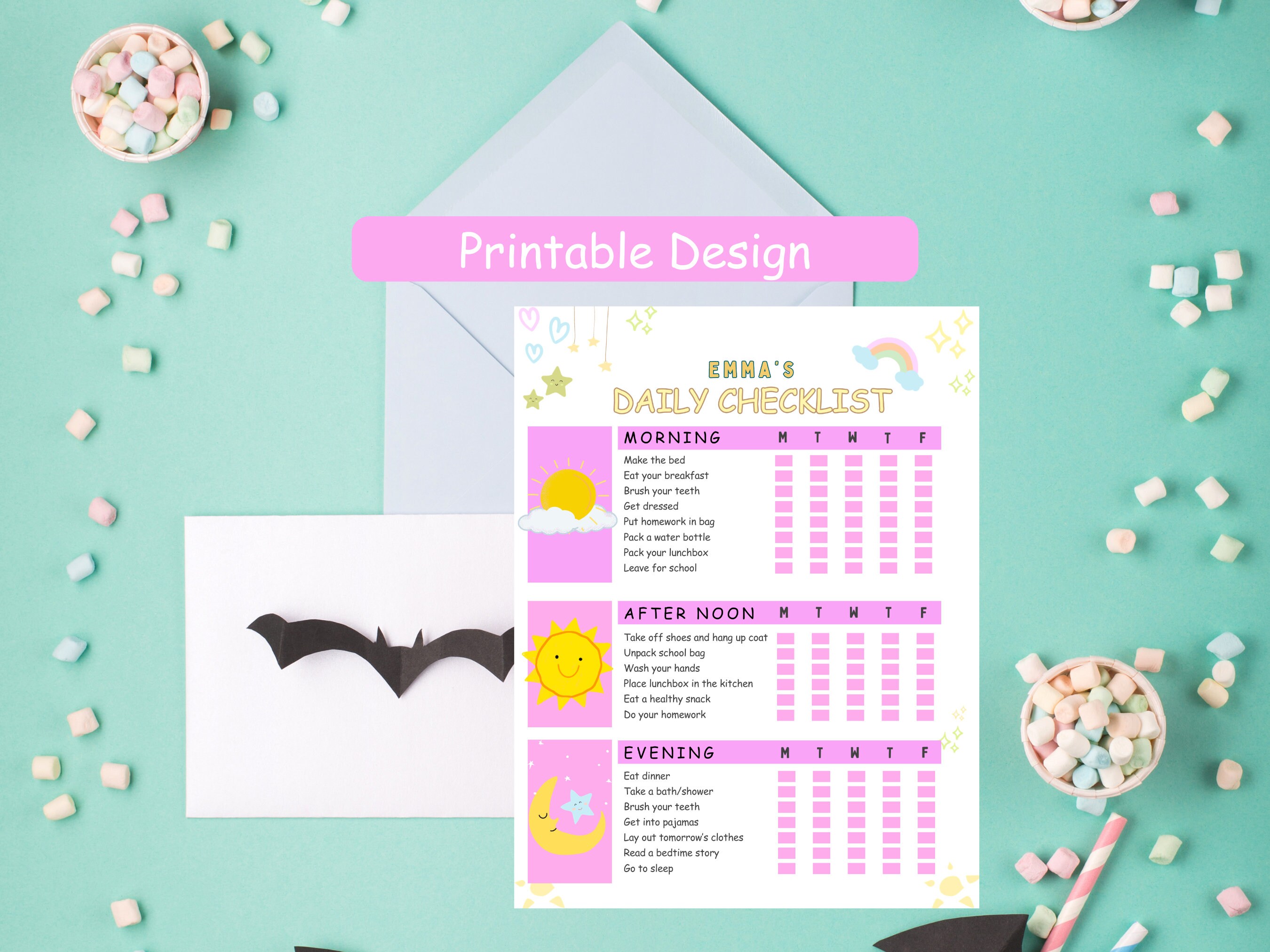 Editable School Day Checklist for Kids Printable Kids Chore - Etsy