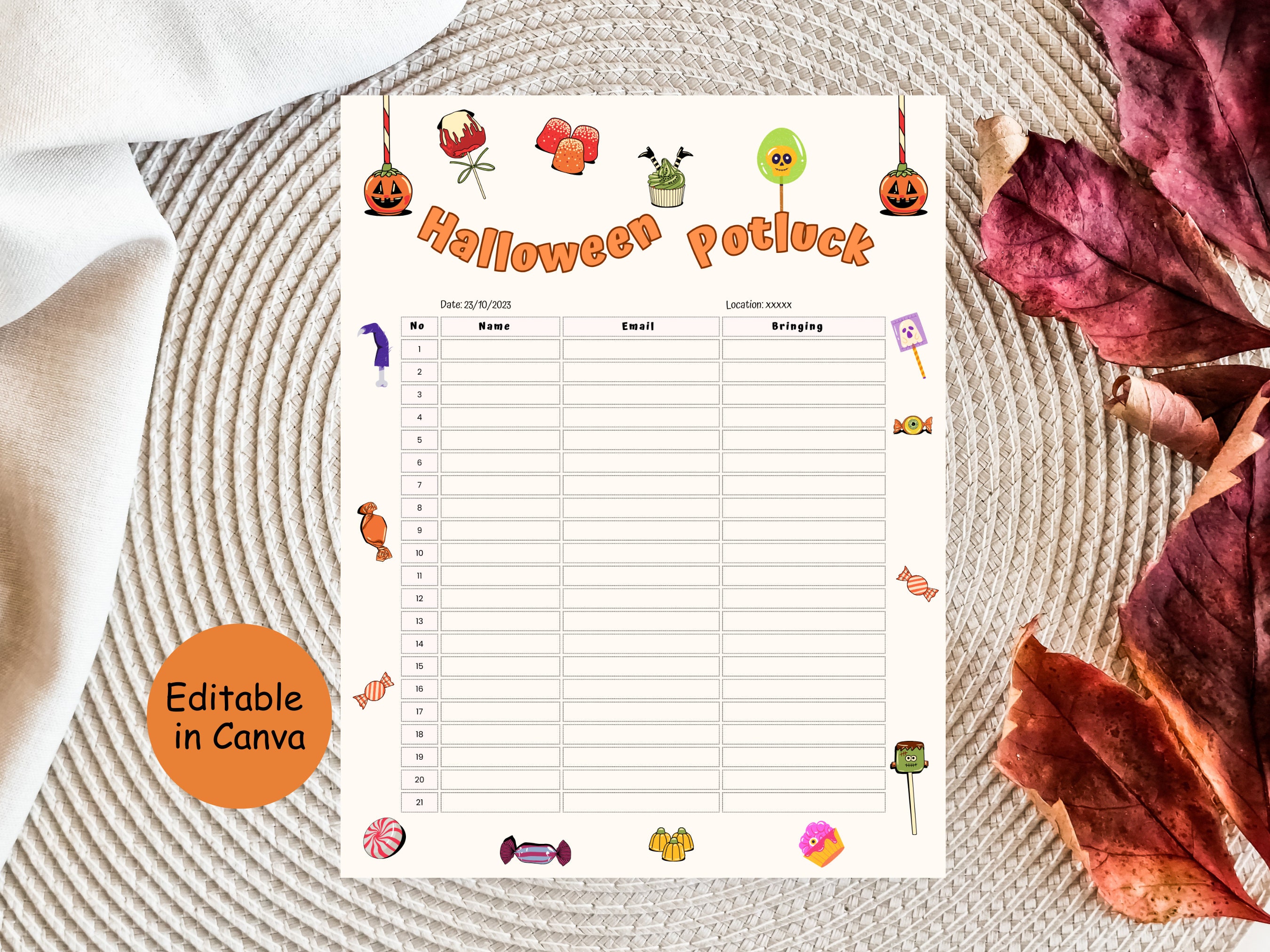 Halloween Potluck Sign Up Sheet Template 18 Best Potluck Sign Up