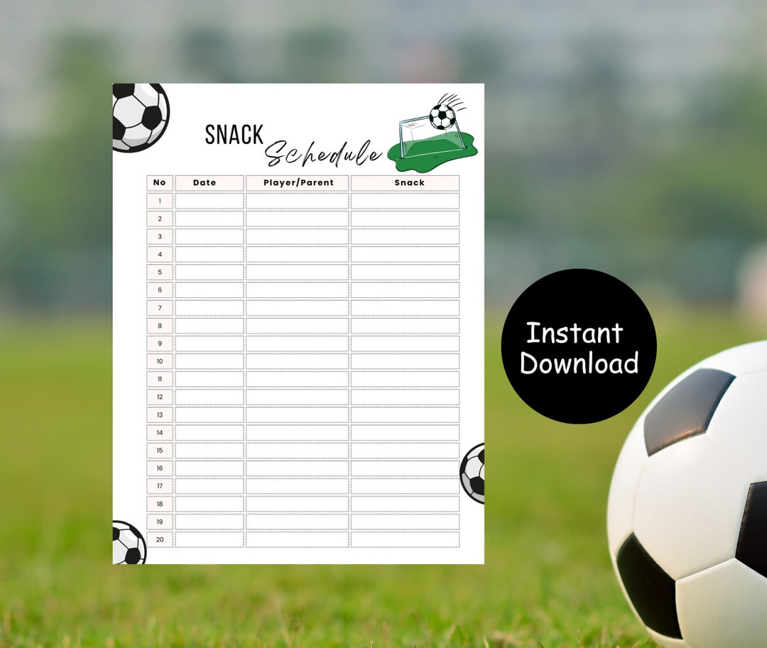 Soccer Snack Sign up Sheet, Sign up Sheet Template EDITABLE, Snack ...