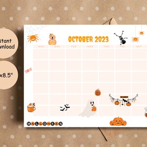 Printable BLANK October Calendar Planner, Holiday Themed Calendar, Cute ...