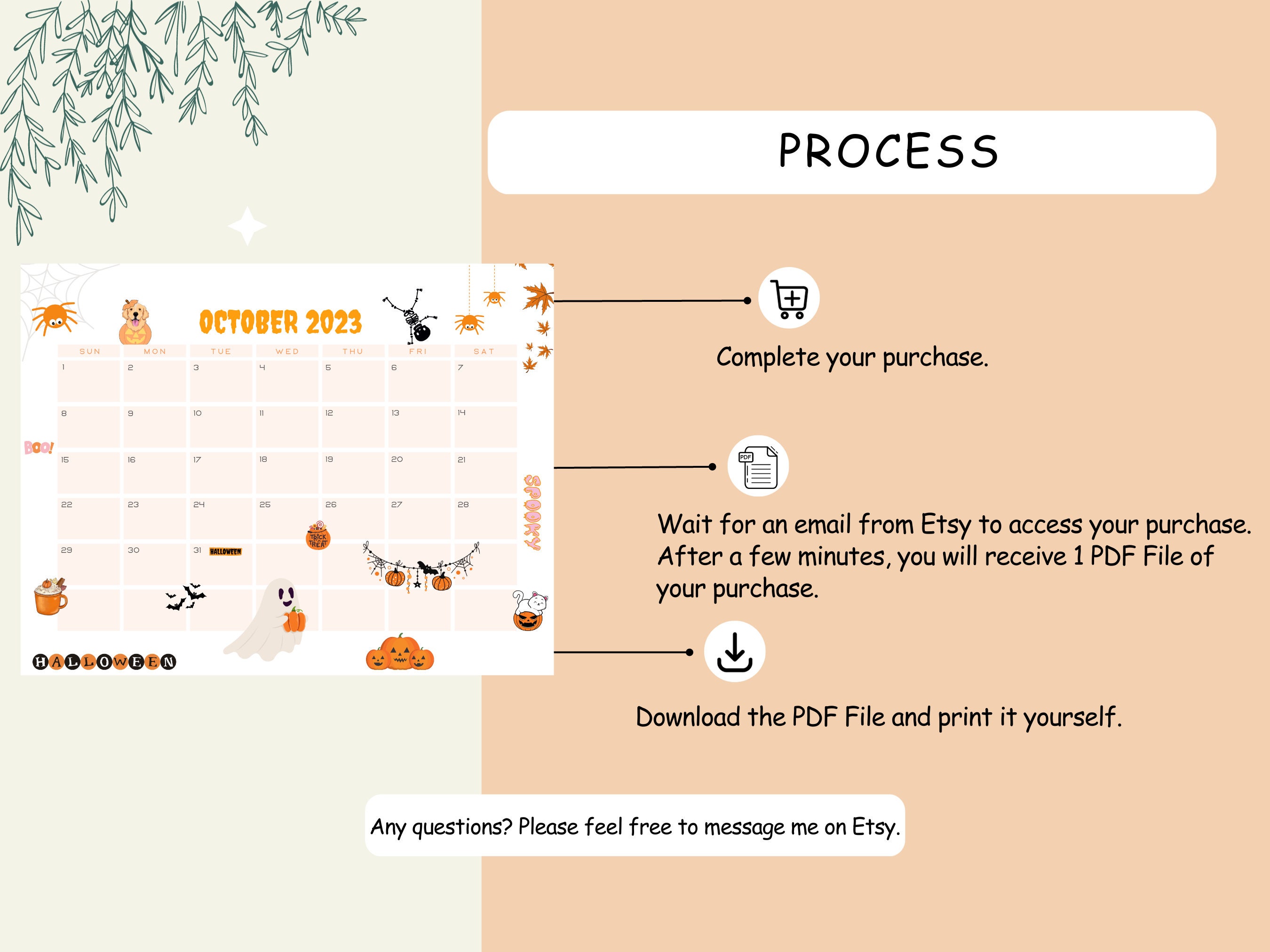 Printable October 2023 Calendar Planner, Horizontal, 11x8.5, US Letter ...