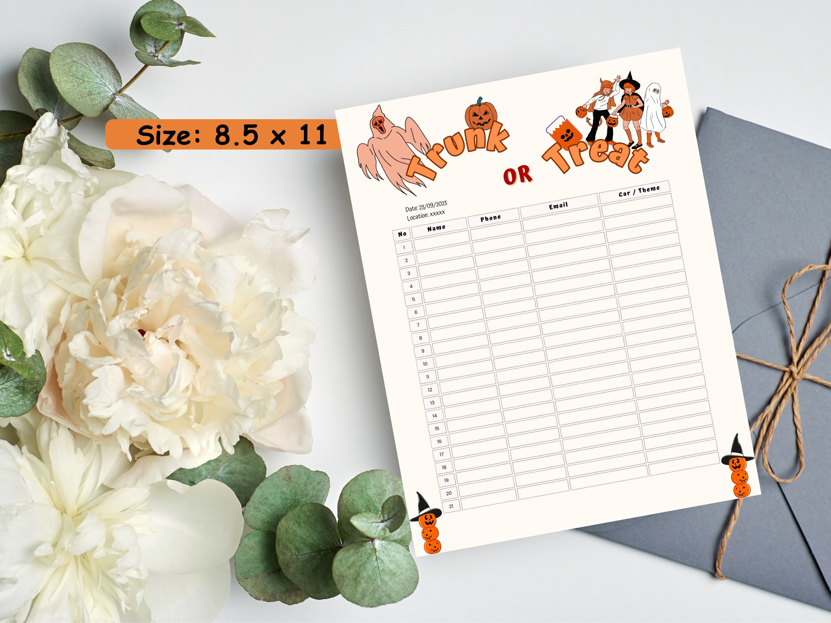 Trunk or Treat Editable Sign-up Sheet Template, Volunteer Sign-up ...