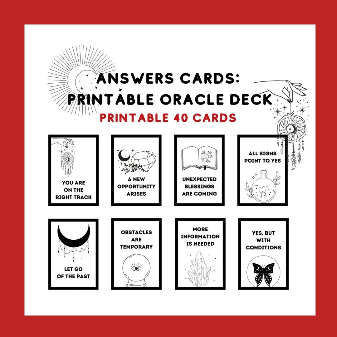Yes No Oracle Cards: 40 Printable Answer Cards (digital Download) - Etsy