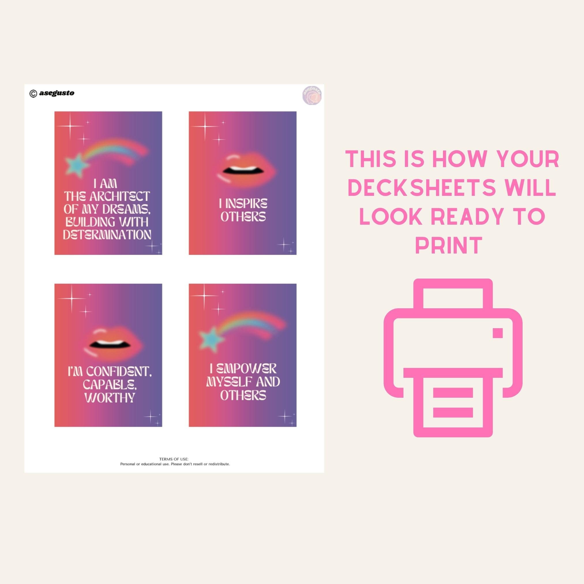 Printable Positive Affirmation Cards: Colorful Gratitude Deck (digital ...