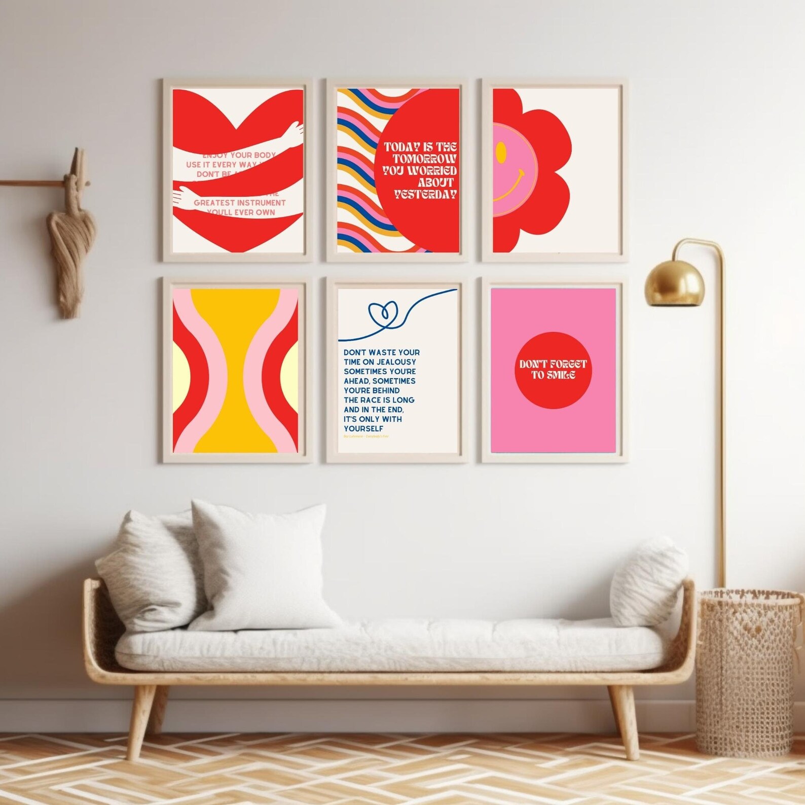 Self-love Wall Art Set 7 Red Printable Wall Decor Positive - Etsy