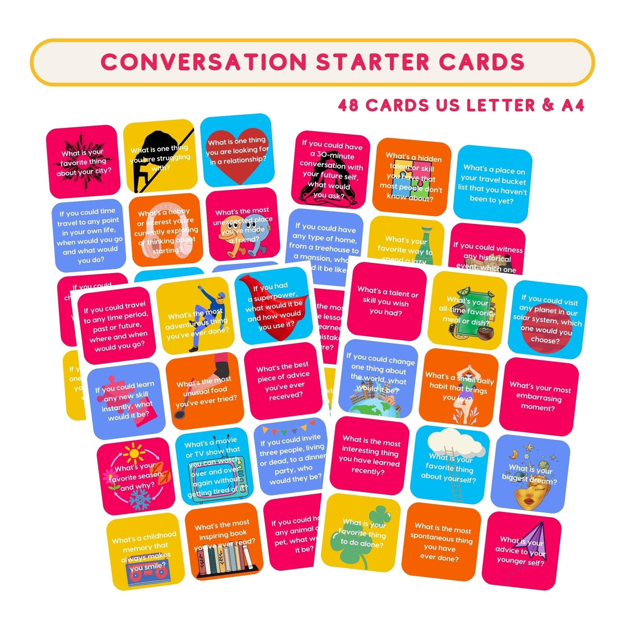 Conversation Starter Cards Printable Conversation Cards Dinner ...