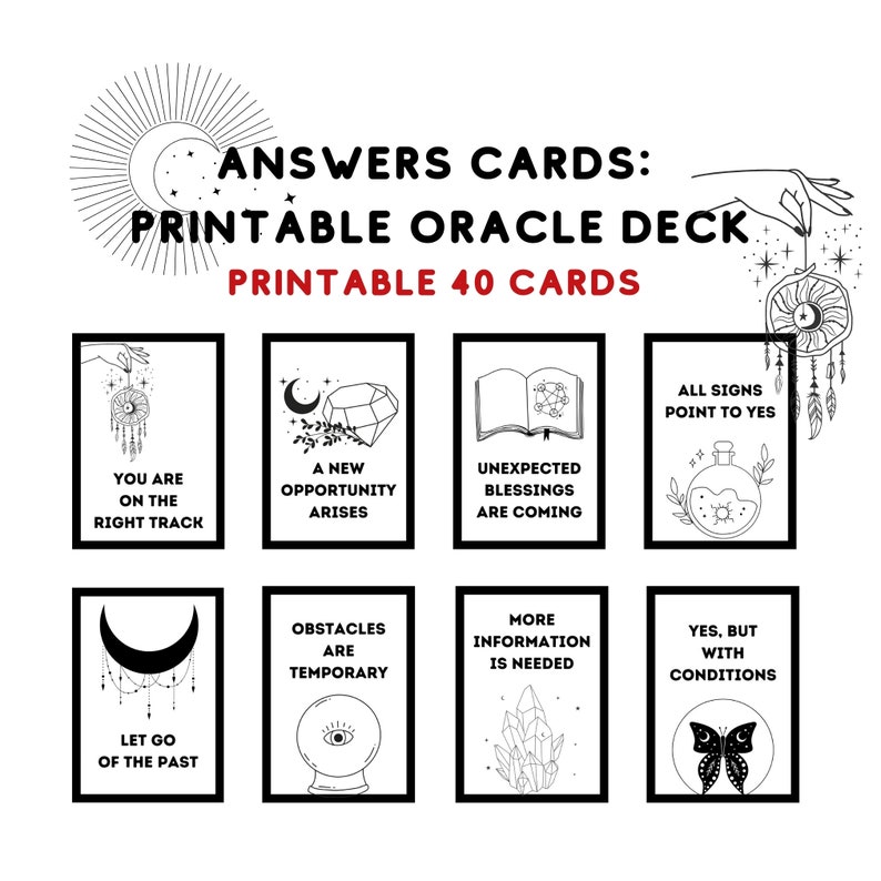 Yes No Oracle Cards: 40 Printable Answer Cards (digital Download) - Etsy