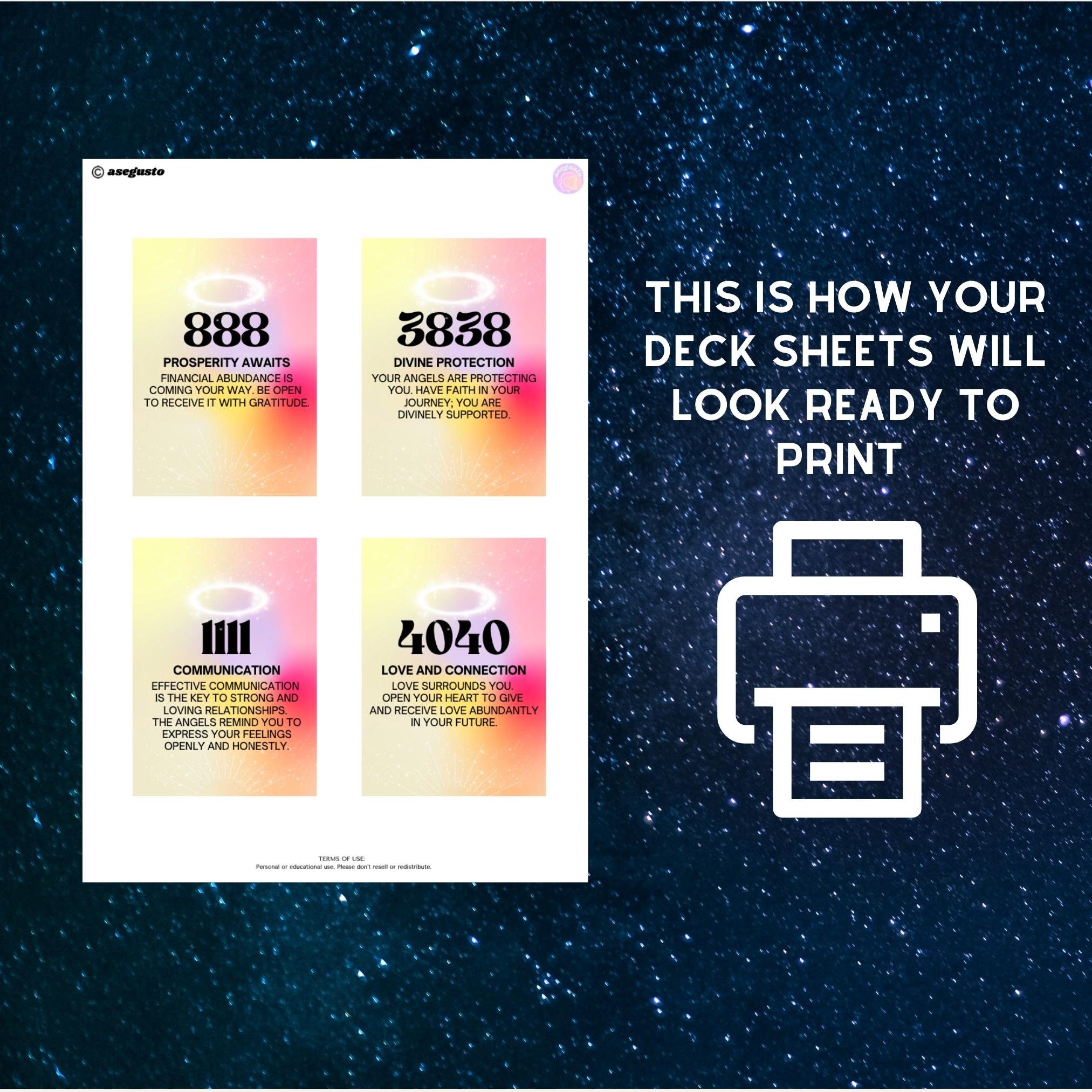 BUNDLE Angel Numbers Oracle Deck Printable Angel Numbers Card Unique ...