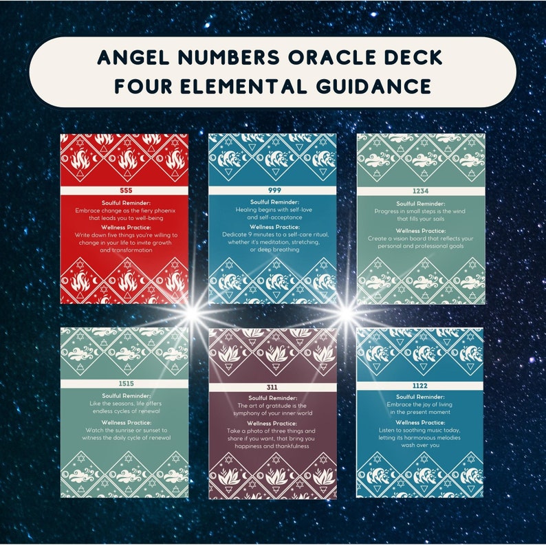BUNDLE Angel Numbers Oracle Deck Printable Angel Numbers Card Unique ...