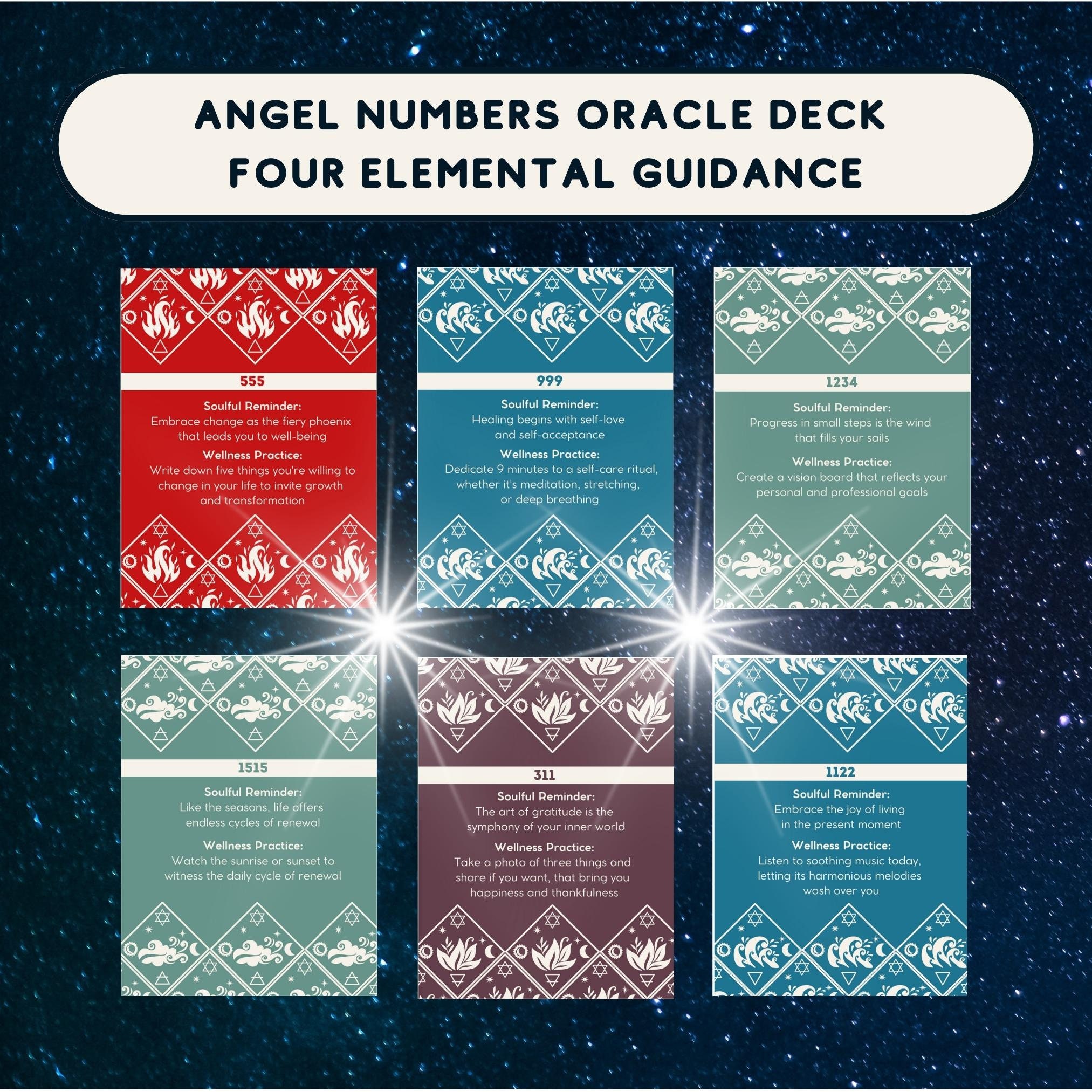 BUNDLE Angel Numbers Oracle Deck Printable Angel Numbers Card Unique ...