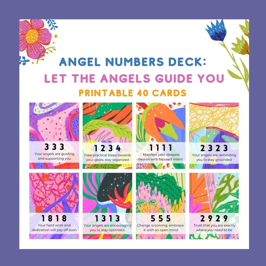 Angel Numbers Oracle Deck Numerology Printable Cards Digital Download ...
