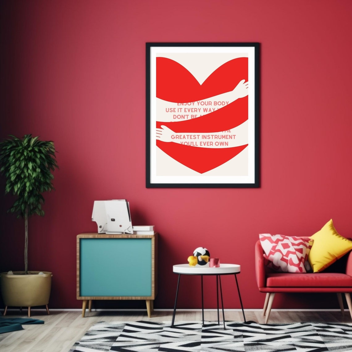 Self-love Wall Art Set 7 Red Printable Wall Decor Positive - Etsy
