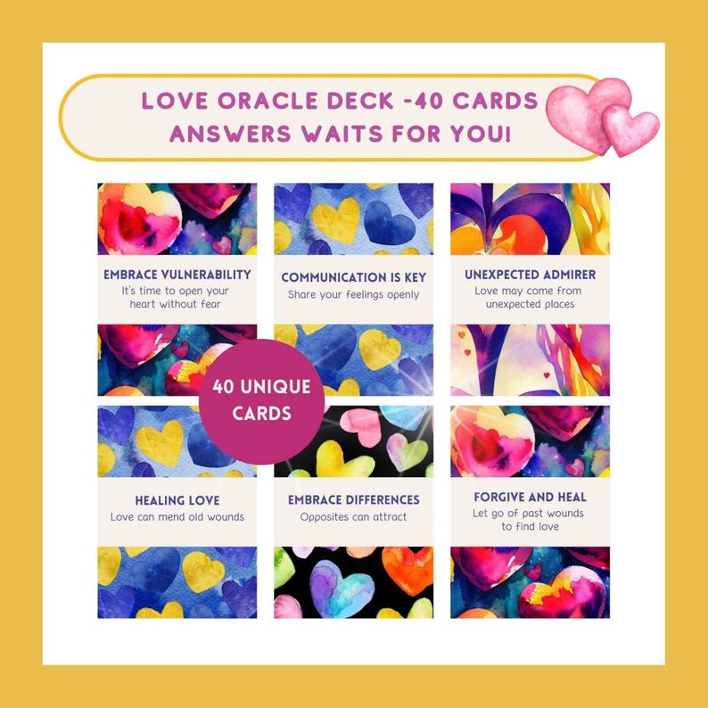 Love Oracle Deck Printable Tarot Deck for Love Digital Download Tarot ...