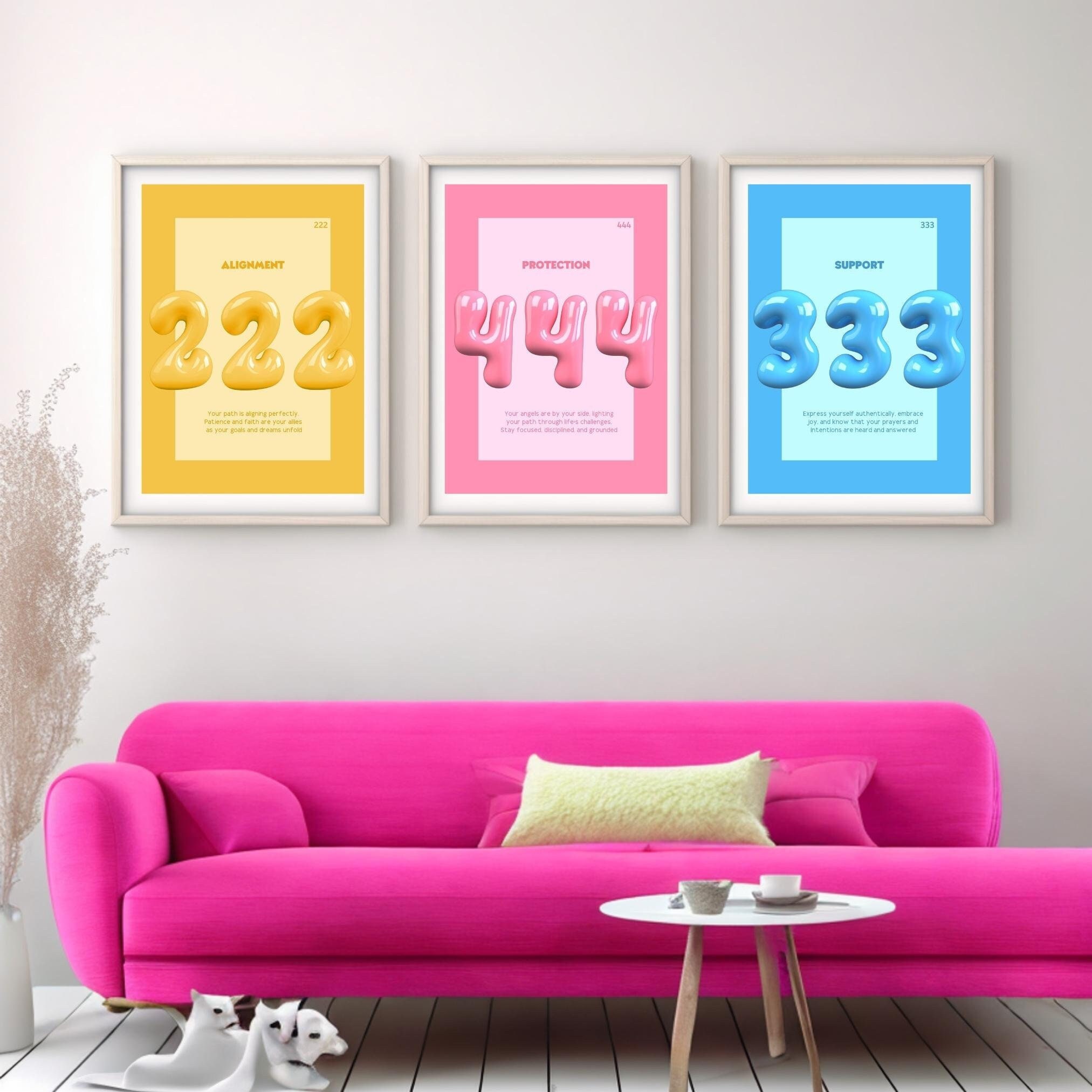 Angel Numbers Poster Set 3 Dopamine Decor Printable Wall Art Angel ...