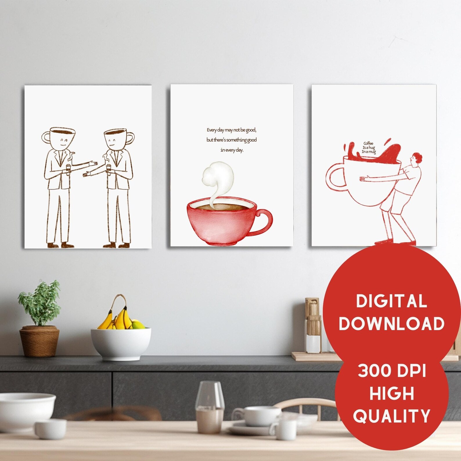 Coffee Lover Wall Art Printable Coffee Wall Art Set Coffee Love Digital ...
