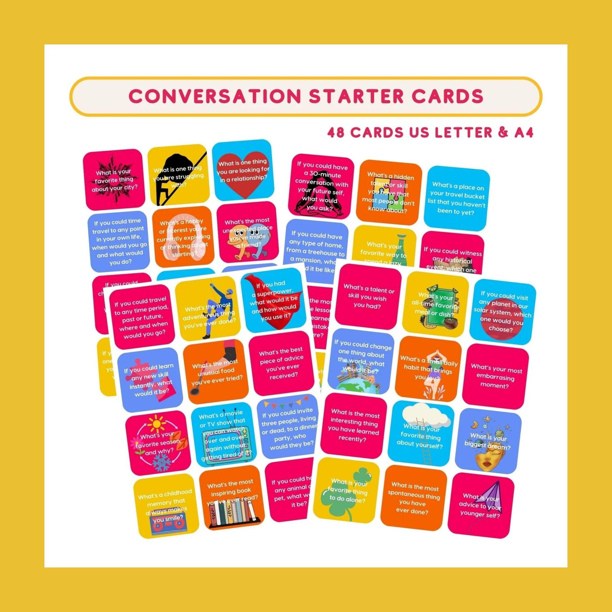 Conversation Starter Cards Printable Conversation Cards Dinner ...