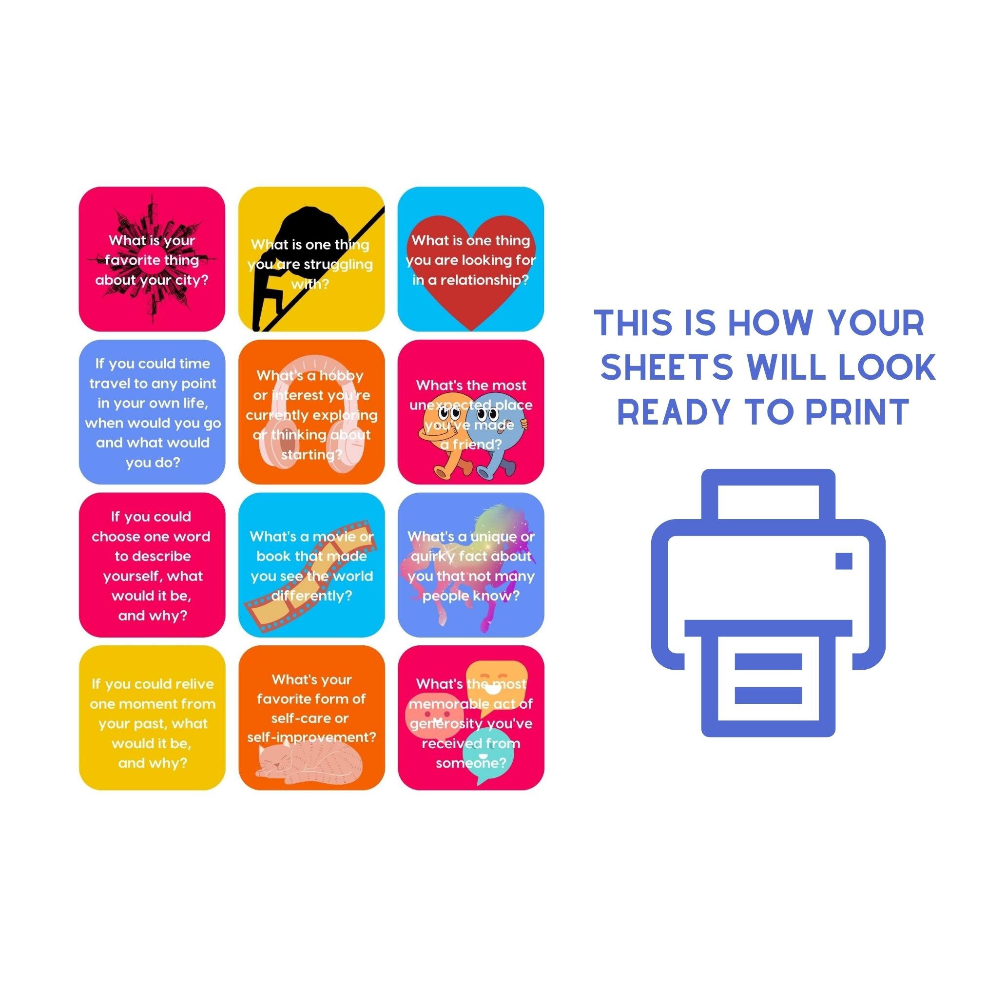 Conversation Starter Cards Printable Conversation Cards Dinner ...