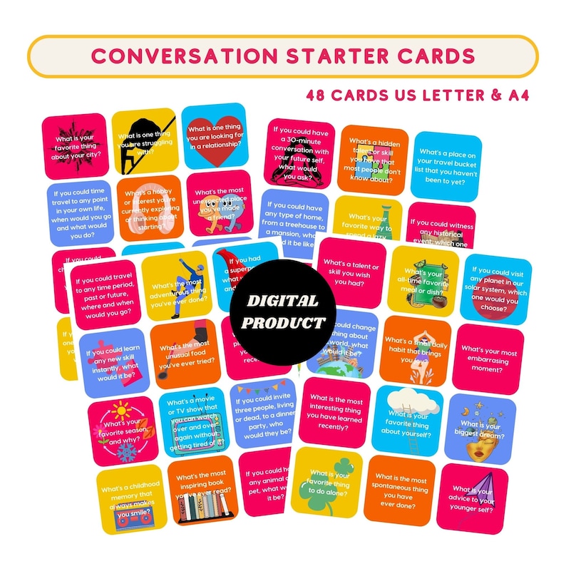 Conversation Starter Cards Printable Conversation Cards Dinner ...