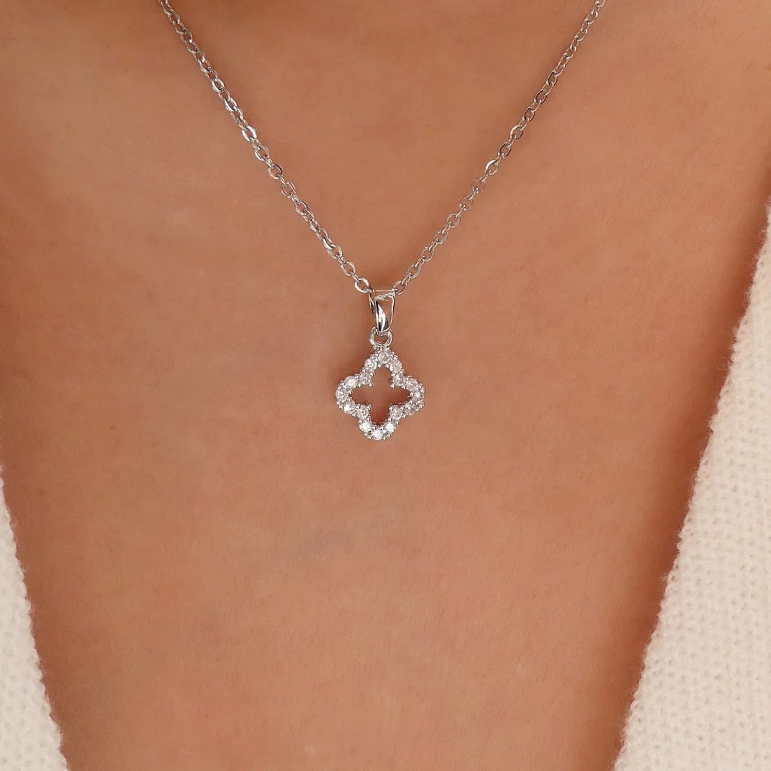4-leaf Clover Necklace | 925 Silver - Etsy