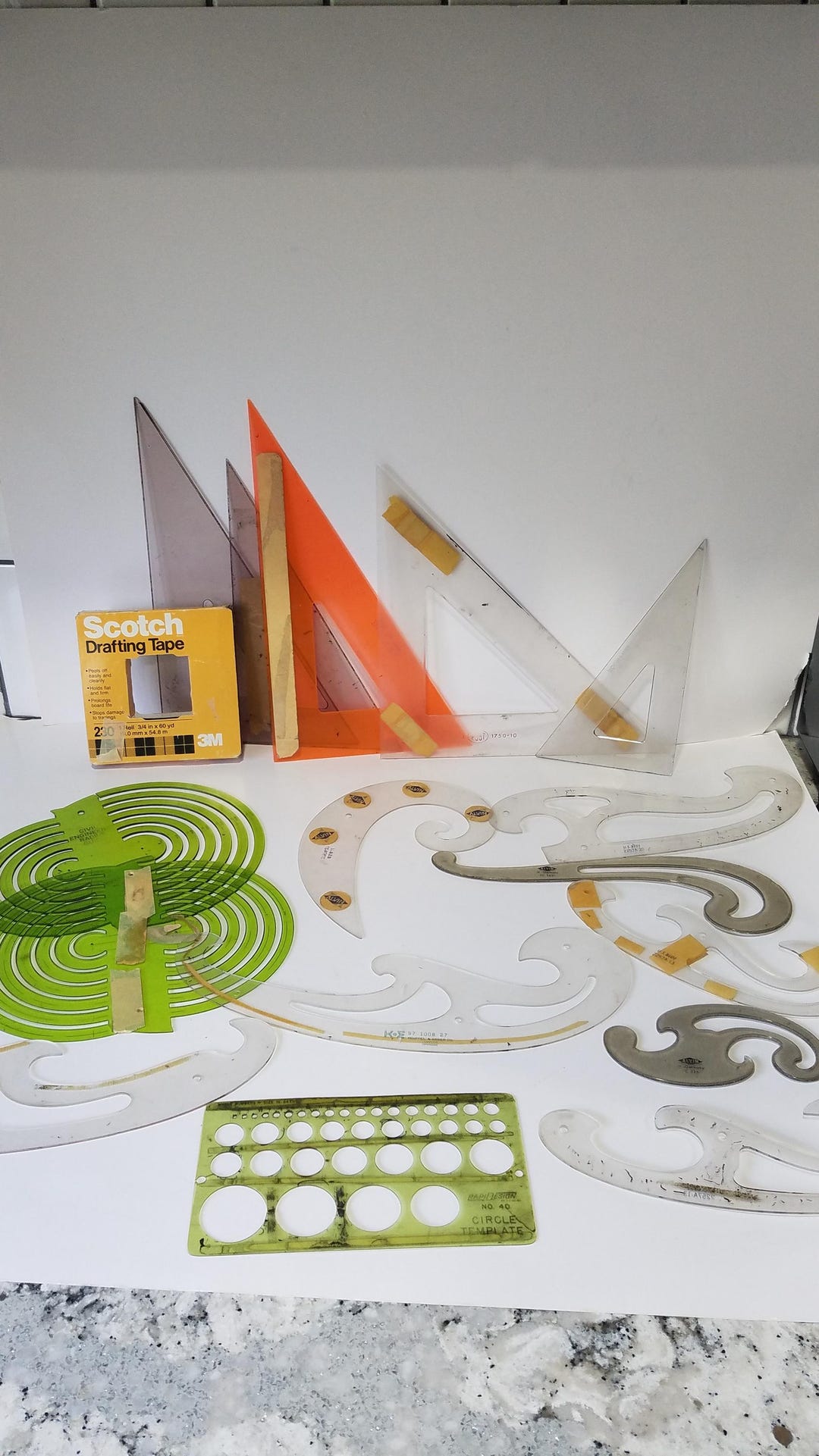 LOT ALVIN French Curve Ruler / Stencil Circle Template / Radius Guide ...