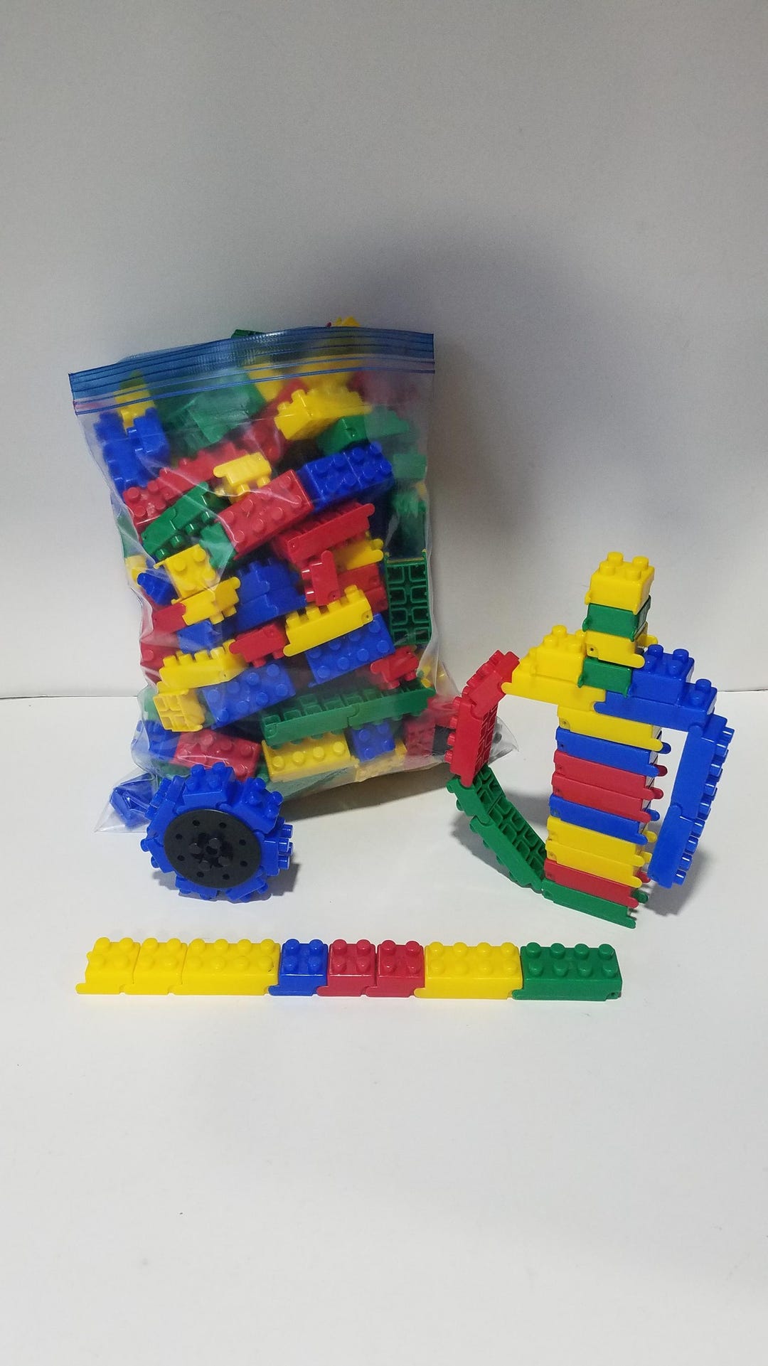 Vintage JUMBO Flexiblocks / 1990s Manipulative Hinge Building Block Toy / Flexiwheel / Multi ...