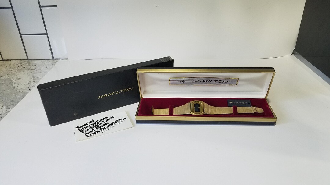 Vintage Hamilton Quartz 14K Gold Electroplated Watch / Digital LCD ...