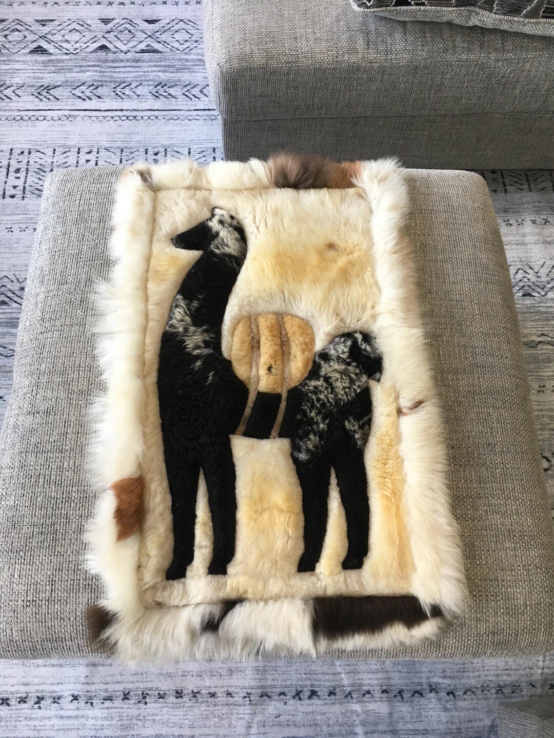 Alpaca Decorative Fur / Indoor Small Rug Mat or Wall Hanging / Handmade ...