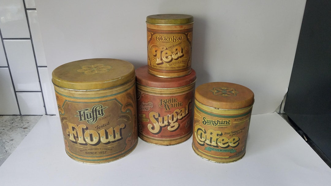 Vintage Ballonoff Nesting Flour Sugar Coffee Tea Canister Set With Lids ...