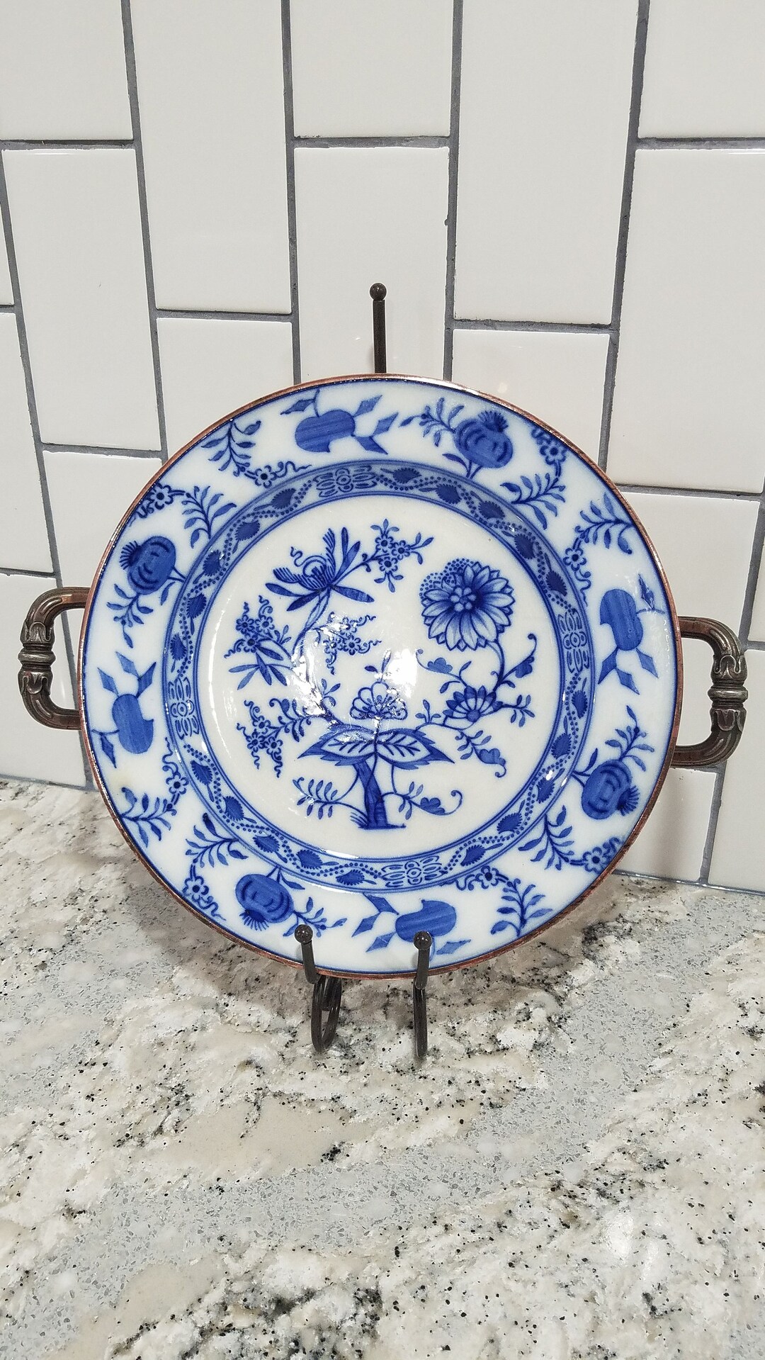 Antique Warming Plate Meissen Cobalt Blue Onion / Copper Water ...