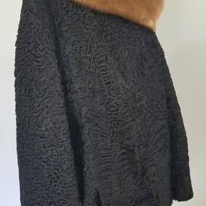 Vintage Black Karakul Sheep and Tan Mink Collar Fur Coat by Gaylon ...