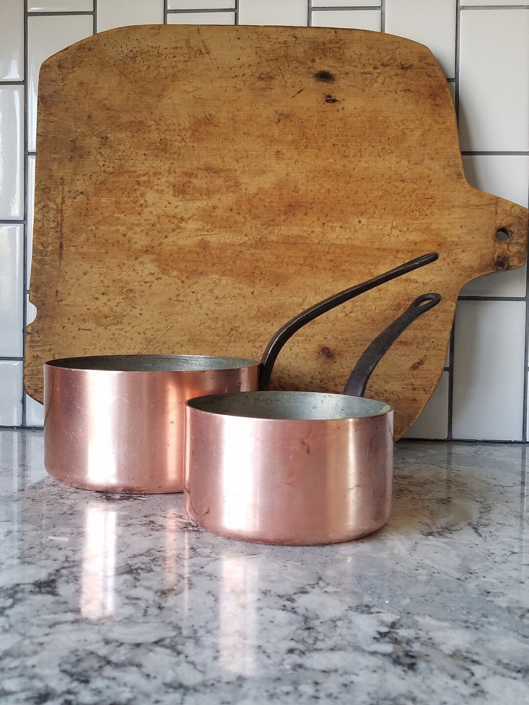 MATFER Copper Sauce Pans - Set of 2 Cast Iron Handle / Made in France ...
