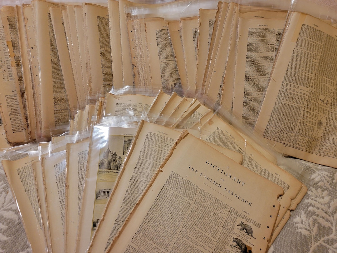 Authentic Antique Dictionary Pages for Crafting | Pack of 20 Double ...