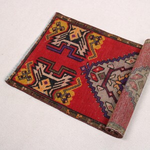 Turkish Vintage Rug 1.6x3.4 Ft (50x104 Cm), Red Wool Rug - Etsy