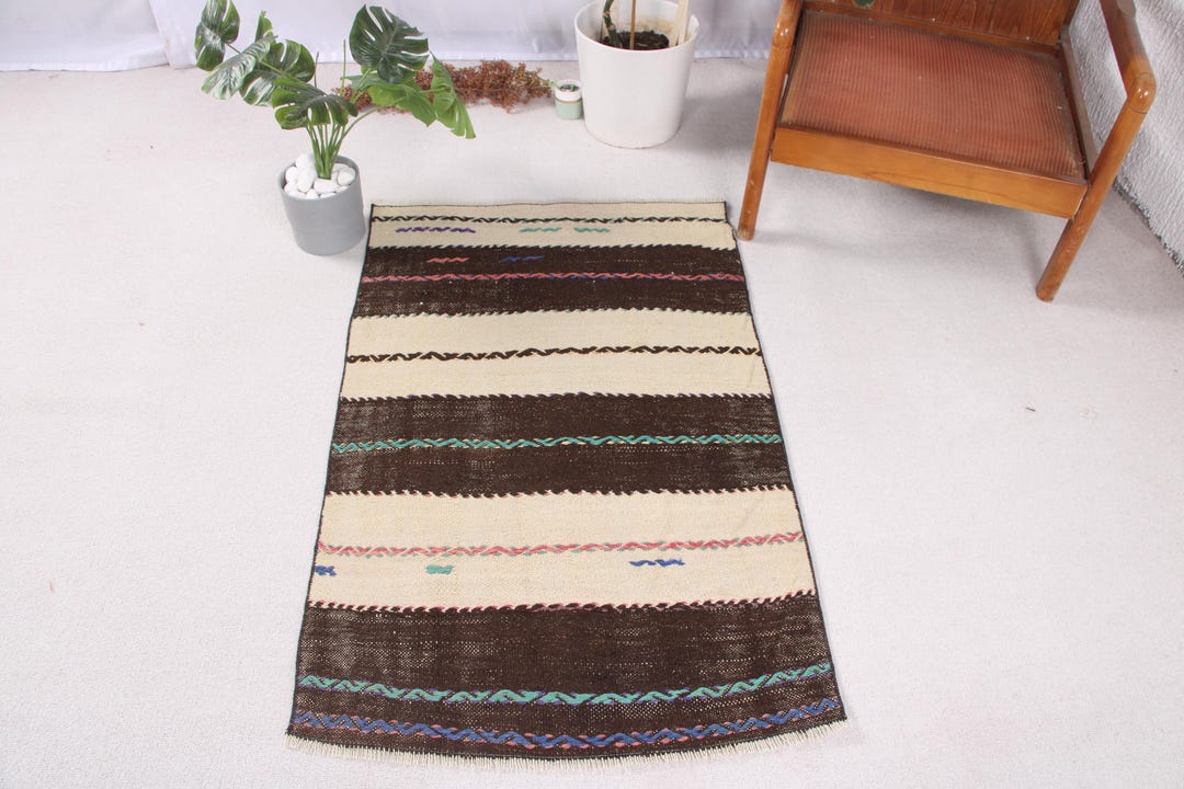 Small Kilim, Vintage Kilim, Striped Turkish Kilim, Oushak Kilim, Rugs ...