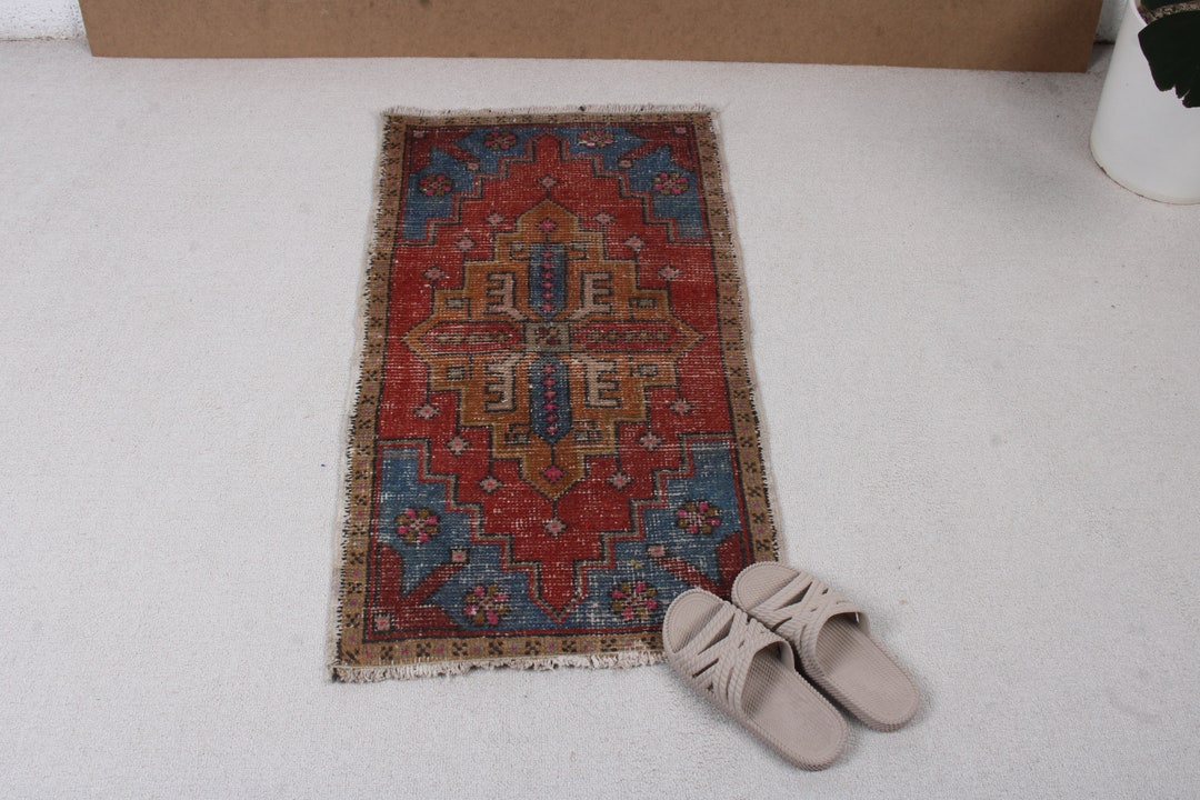 Turkish Rug, Vintage Rug, Small Rug, Oushak Rugs, Rugs for Bathroom, 1 ...