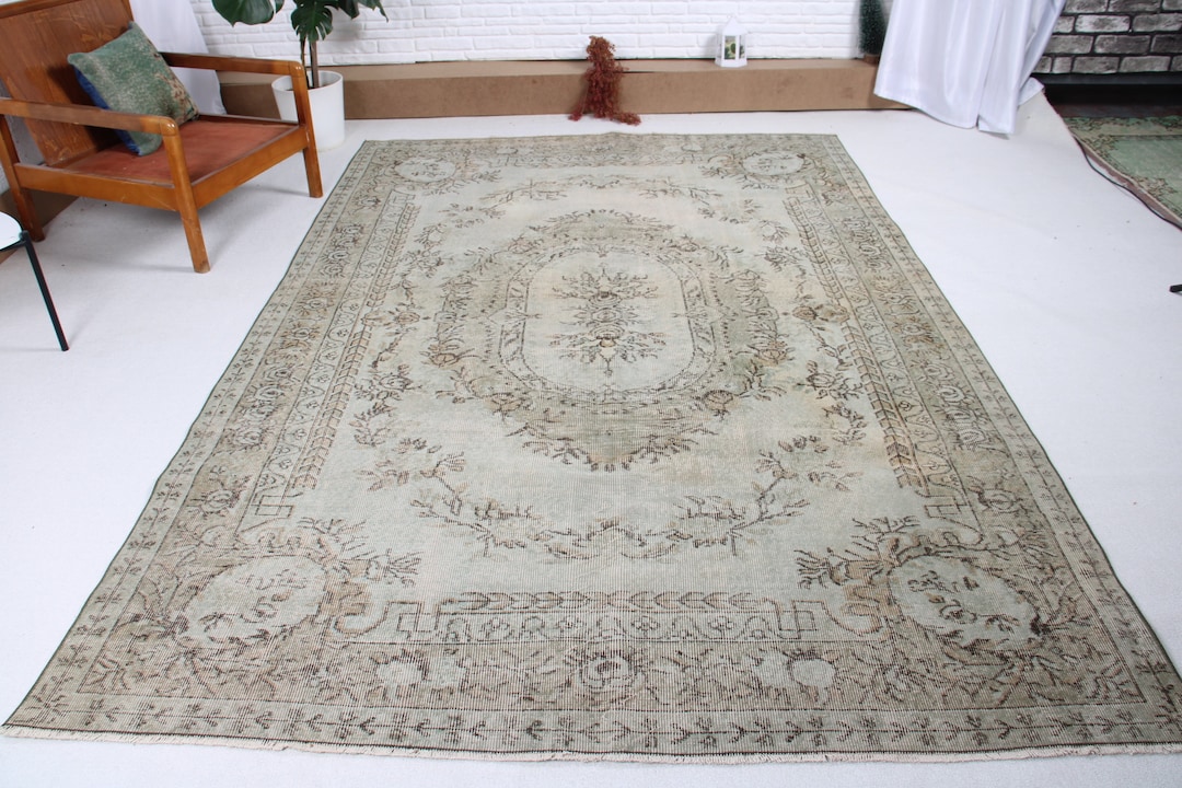Large Rug, Turkish Rug, Vintage Rug, Floral Oushak Rug, Rugs for Living ...