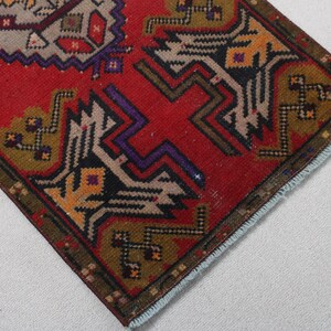 Turkish Vintage Rug 1.6x3.4 Ft (50x104 Cm), Red Wool Rug - Etsy