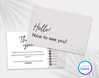 Canva Editable Template Printable Thank You Card Business - Etsy