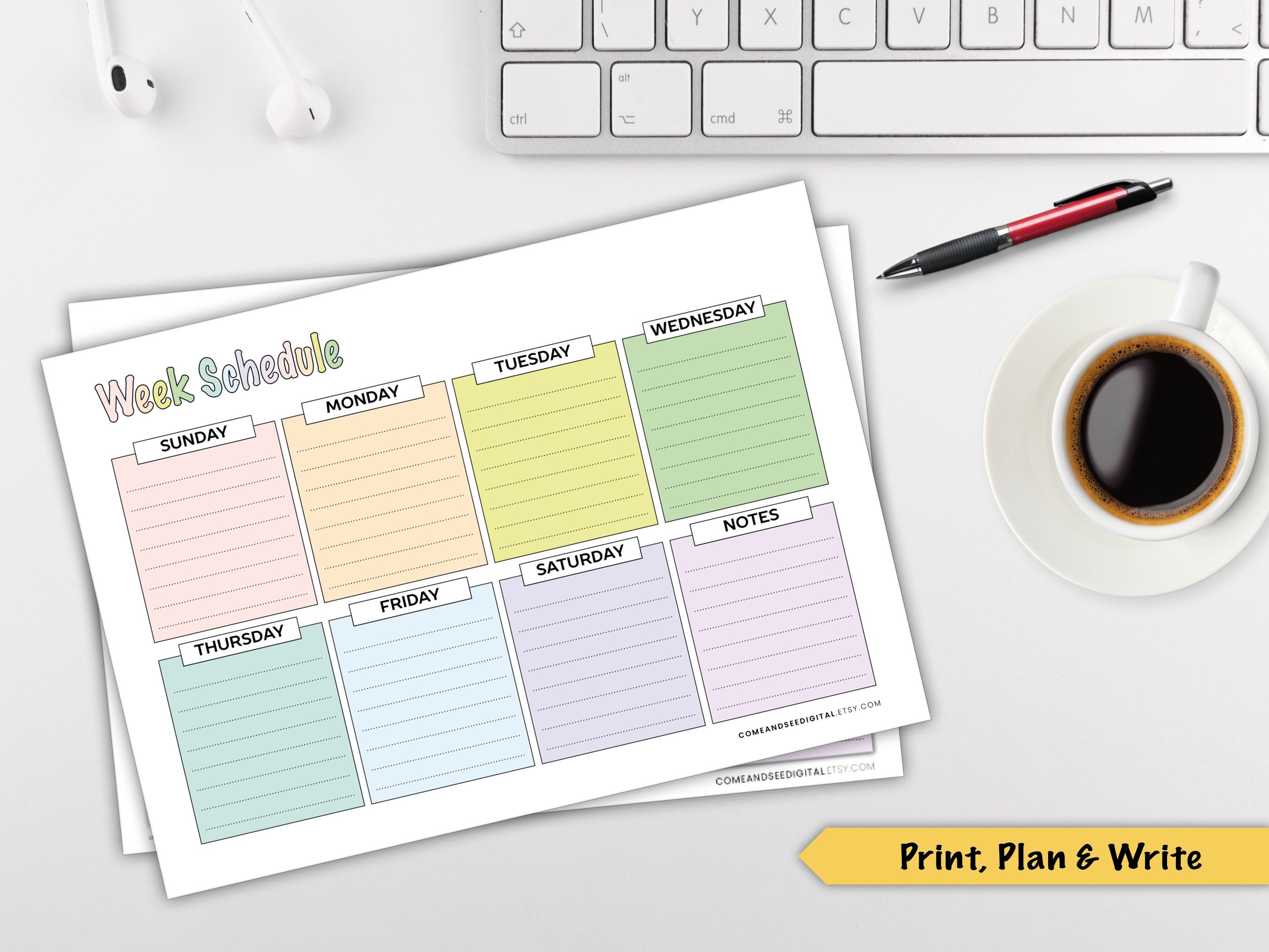 Weekly Schedule for Kids Printable, Wall Schedule, Digital Planner ...