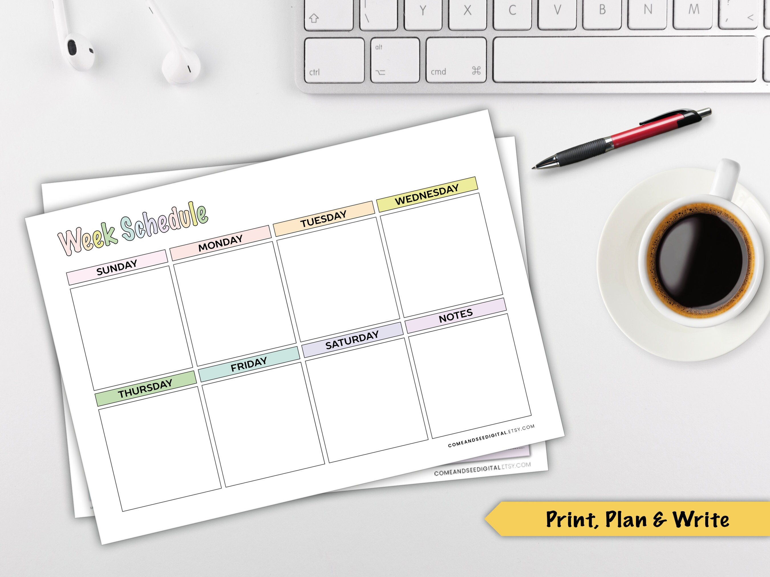 Weekly Schedule for Kids Printable, Wall Schedule, Digital Planner ...