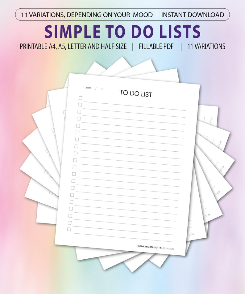 To Do Lists Printable, Simple Tasks Lists Templates, Printable ...