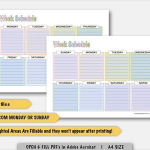 Weekly Schedule for Kids Printable, Wall Schedule, Digital Planner ...