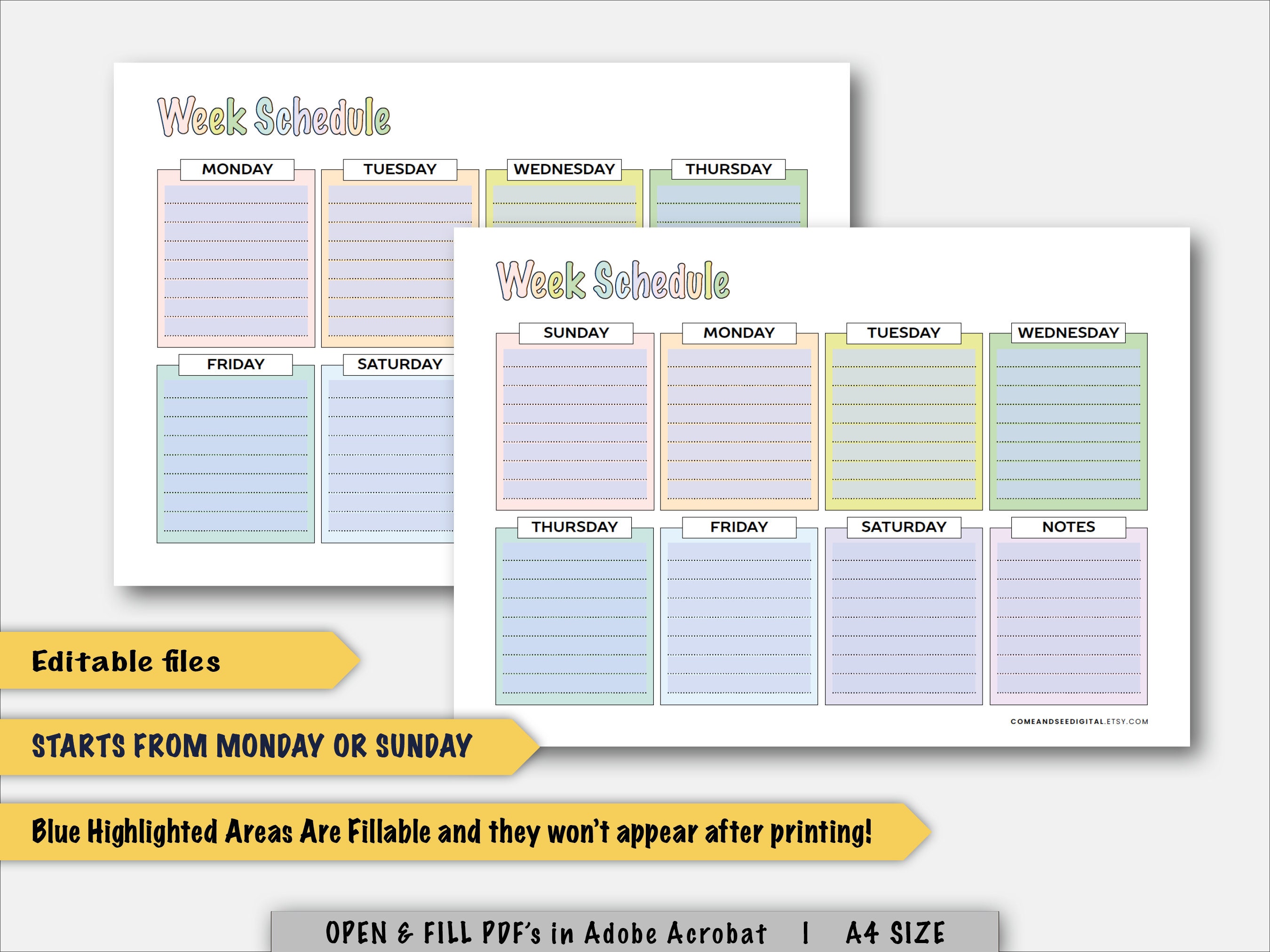 Weekly Schedule for Kids Printable, Wall Schedule, Digital Planner ...